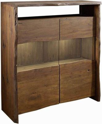 Massivmoebel24 Highboard Akazie 131x45x147 braun lackiert pure acacia 205