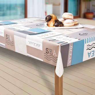 Laro Wachstuch-Tischdecke Abwaschbar Garten-Tischdecke Wachstischdecke PVC Plastik-Tischdecken Eckig Meterware Wasserabweisend Abwischbar EZ, Muster:Meer. 