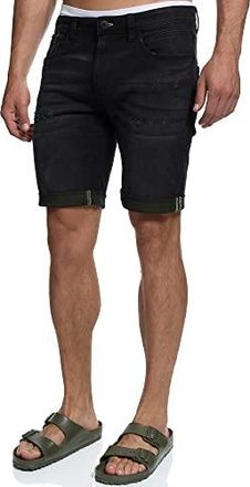 Indicode Hommes INZalento Jeans Shorts | Pantalon Court en Jean avec 4 Poches Black XXL