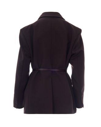 P.A.R.O.S.H. Womens Blazer Double-Breasted Dark Brown Virgin Wool Jacket