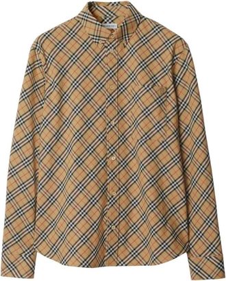 Burberry Homme, Chemises, Beige, Taille: L Chemise &agrave; Manches Longues &agrave; Carreaux Classiques
