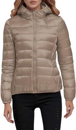 Generic Vestes courtes l&eacute;g&egrave;res et chaudes &agrave; capuche pour femme - Manteau dhiver &agrave; isolation thermique - Coupe-vent - Blanc - Mode pour un usage quotidien d&eacute;co