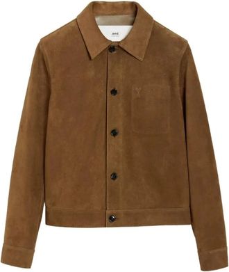 Ami Homme, Vestes, Brun, Taille: XS Suede Trucker Jacket