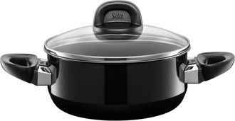 Silit Modesto Kochtopf gro&szlig; 20cm, Glasdeckel, Bratentopf Induktion 2,4l, Silargan Funktionskeramik, schwarz