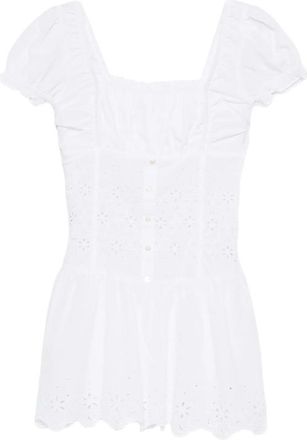 Frankies Bikinis Lucien Broderie-anglaise Puff-sleeve Mini Dress