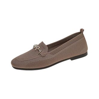 Generic Ballerines plates en tricot confortables pour femme - Couleur unie - Respirantes - L&eacute;g&egrave;res et confortables - Chaussures de marche d&eacute;contract&eacute;es en ple