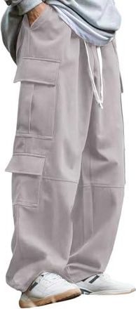 Generic Pantalon cargo pour homme - Style d&eacute;contract&eacute; - Pour sports de plein air - Taille &eacute;lastique - Cordon de serrage - L&eacute;ger - Respirant - Confortable - Co