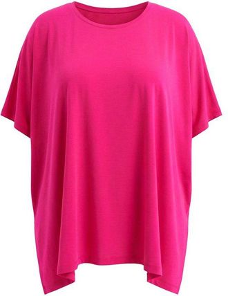 Ulla Popken T-Shirt T-Shirt Zipfelsaum Oversized Rundhals Halbarm