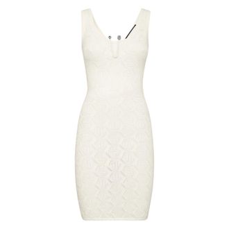 Philipp Plein Femme, Robes, Blanc, Taille: 40 FR Knit Dress Monogram