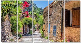 Islandburner Tableau sur toile Moustiers Sainte Marie village avec rue en Provence, France Poster, Cadeau, Images KWT-5P-FR