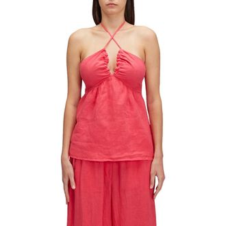 Sundek Fuchsia Leinen V-Ausschnitt Top - - Tops - Damen - Rosa - S
