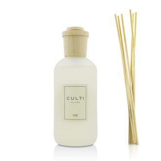 Culti Diffusor für Stäbchen im Stil, 250 ml, Milano-Duft, The-, Sencha- und Gayac-Holz, Brenndauer 3 Monate, Meterware von 10 bis 20 m²