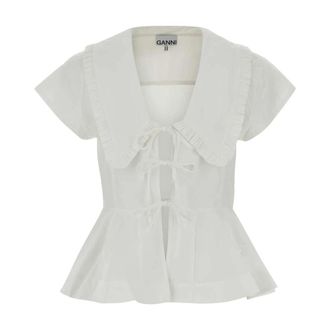 Ganni Bluse aus Baumwollpopeline - - Blouses & Shirts - Damen - Wei&szlig; - S