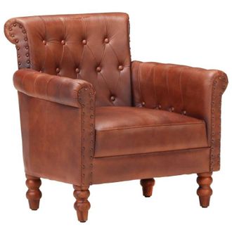 vidaXL Vidaxl - Fauteuil Marron Cuir de ch&egrave;vre v&eacute;ritable