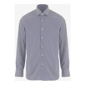 Alessandro Gherardi Gestreiftes Baumwollhemd - - Shirts - Herren - Blau - 4XL
