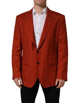 Dolce & Gabbana Mens Red Cashmere Single Breasted Blazer Jacket Silk Clothing