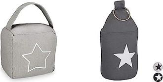 Relaxdays Türstopper Sack, moderner Türsack in Vintage Design & Türstopper Stern, Türpuffer Stoff, Türsack Boden, extra hoch, mit Griff, dekorativ, HxD 23 x 11 