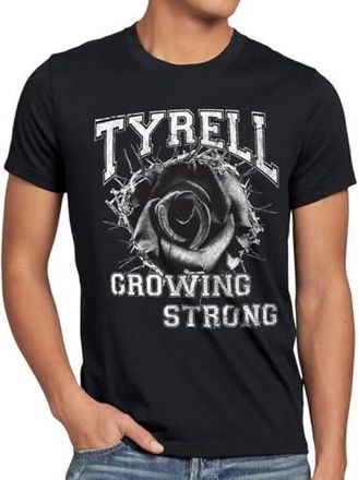style3 Tyrell Homme T-Shirt Growing Strong College Rose Blason bluray, Taille:S;Couleur:Noir