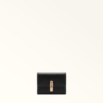 Furla Iride Kompaktes Portemonnaie S Nero Schwarz Strukturiertes Leder Damen