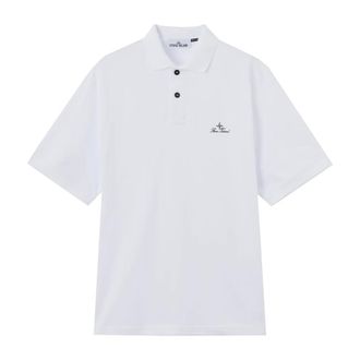 Stone Island Homme, Tops, Blanc, Taille: XL Polo Piqu&eacute; &agrave; Manches Courtes