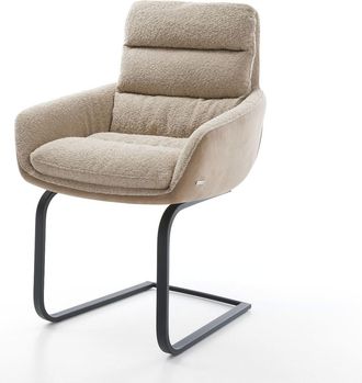 DELIFE Freischwinger Abelia-Flex mit Armlehnen Materialmix Schlamm Freischwinger flach Schwarz, Esszimmerstühle