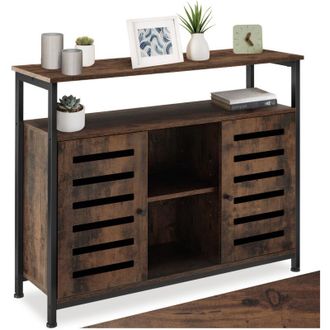 TecTake Tectake - Buffet Warrington 100x37x82cm - Cadre acier noir - 2 &eacute;tag&egrave;res r&eacute;glables - Style industriel chic - Meuble de rangement polyvalent