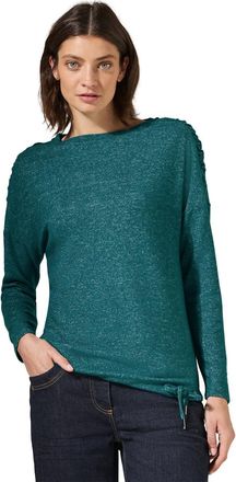 Cecil Damen B322492 Shirt Mit Raffung, Petrol Green Melange, XXL EU