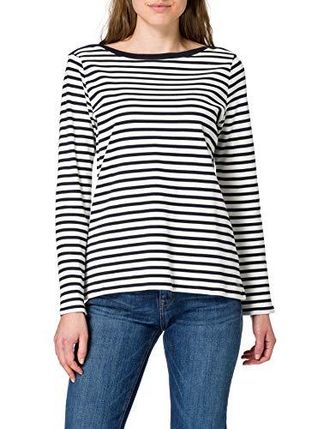 Tom Tailor Denim TOM TAILOR Denim 1023950 T-shirt à Manches Longues avec Rayures Femme,25924 - Navy White Stripe,XS