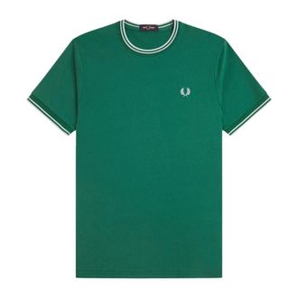 Fred Perry Baumwollstrick-T-Shirt - - Tops - Herren - Gr&uuml;n - M