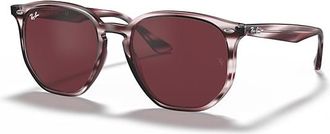 Ray-Ban Rb4306 Sonnenbrillen Burgunderrot Gestreift Havana Fassung Violett Glas 54-19