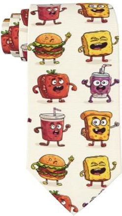 Generic Restauration Rapide Et Boissons Cravate Homme Décontractée Cravates Polyvalente Cravates Hommes Pour Fêtes Adultes Scolaires