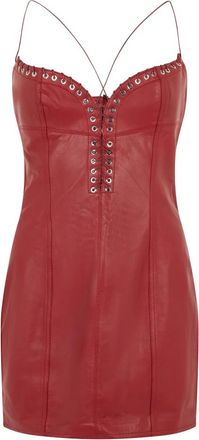 Ludovic de Saint Sernin Femme, Robes, Rouge, Taille: 40 FR Cleavage Leather Mini Dress