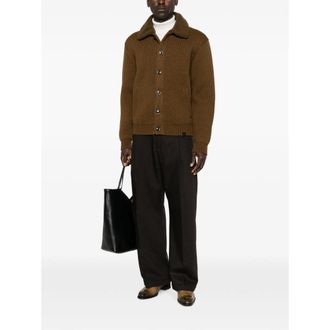 Tom Ford Shearling Collar Cashmere Cardigan - Brown