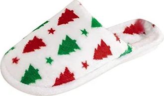Generic Pantoufles de Noël pour femme - Respirantes - Pantoufles à enfiler - Pantoufles en peluche - Chaussures décontractées - Chaudes - Pour lintérieur et l