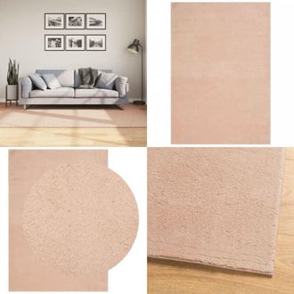 vidaXL Teppich HUARTE Kurzflor Weich und Waschbar Blassrosa 140x200 cm - Kuscheldecke - Flauschteppich - Kurzflorteppich - Badezimmerteppich - Rosa Teppich