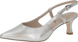 Caprice Damen Slingpumps aus Leder Spitz, Silber (Silver), 36.5 EU
