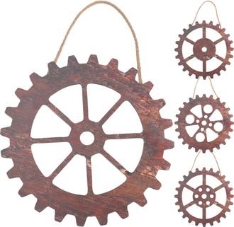 Milisten Industrie Stil Holzrad Wandkunst 4 St&uuml;ck Vintage Holzdeko mit Hoher Oberfl&auml;chenqualit&auml;t f&uuml;r Wohnr&auml;ume und Einweihungsparty