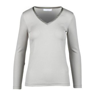 Fabiana Filippi Elegantes Baumwoll-Elasthan-T-Shirt - - Tops - Damen - Grau - XL