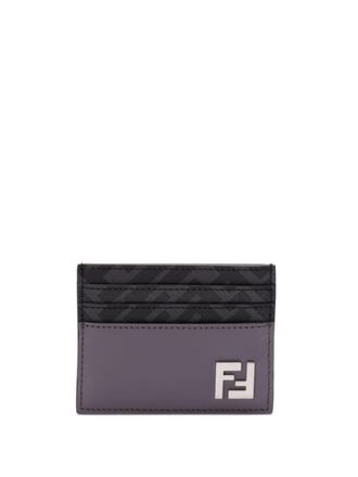 Fendi Kartenetui mit FF-Schild - Grau