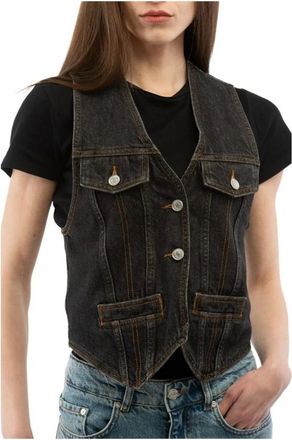 Moschino Femme, Vestes, Noir, Taille: 38 FR Gilet en coton