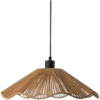 Beliani Lampe Suspension avec Abat-jour en Papier Fait Main et Base en M&eacute;tal Style Rustique Boho Naturel Migori