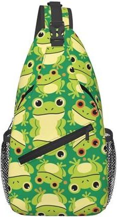 Generic Multifonction Sacoche Homme Bandouliere Grenouille verte Kawaii Art Sacs Poitrine R&eacute;glable Sac &agrave; Dos De Voyage pour &eacute;cole Cyclisme Femme