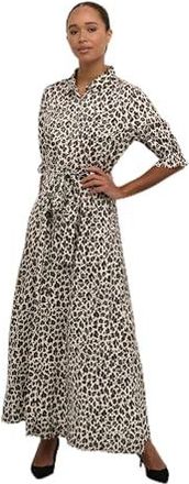 Kaffe KAvelana Robe maxi d&eacute;contract&eacute;e &agrave; manches courtes pour femme avec imprim&eacute; &eacute;l&eacute;gant, Imprim&eacute; l&eacute;opard multicolore, 46