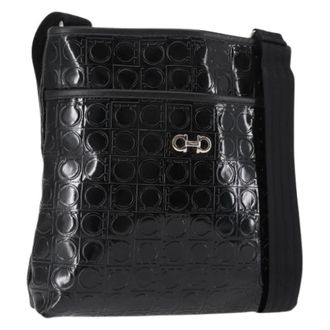 Ferragamo Sac bandouli&egrave;re en toile enduite Pre-owned - Femme - Pre-owned - Noir - Taille: ONE Size