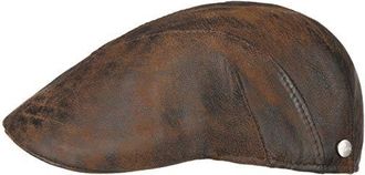 Lierys Casquette Plate en Cuir Classic Homme - Made in Italy Gavroche avec Visiere, Doublure Hiver Automne Printemps Ete Printemps-ete - 61 cm Marron