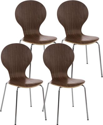 Clp Ensemble de 4 chaises empilables Diego en bois de noyer robuste