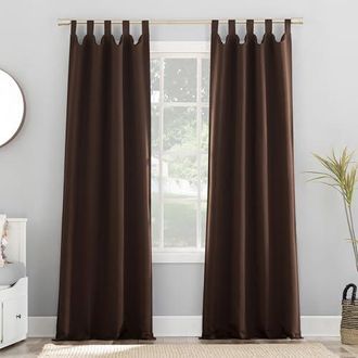 Sun Zero Sun Zero Easton Energiesparender Vorhang mit Schlaufen, 101,6 x 160 cm, Schokoladenbraun