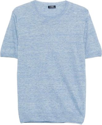 Barba Homme, Tops, Bleu, Taille: 2XL T-shirt en lin