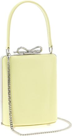 Self Portrait Bow-Detailed Leather Top Handle Bag - Yellow