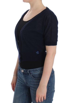 Ermanno Scervino Womens Cropped Wool Blend Cardigan Navy Alpaca Polyamide Clothing